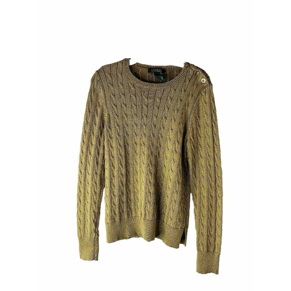 Lauren Ralph Lauren Metallic Cable Knit Crewneck Swea… - Gem